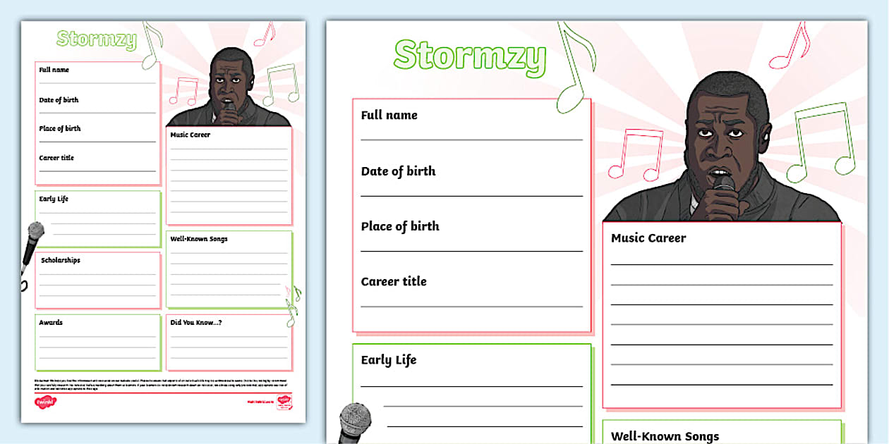 👉 Stormzy Fact File Template, Stormzy (teacher made)