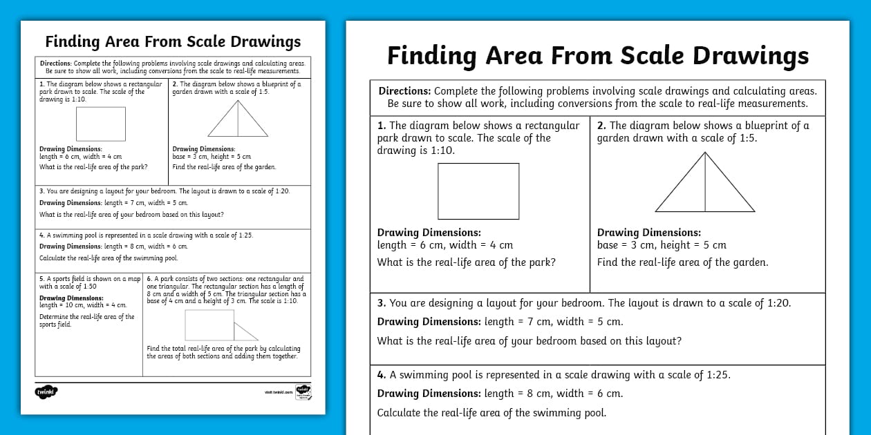 Seventh Grade Finding Area From Scale Drawings Homework