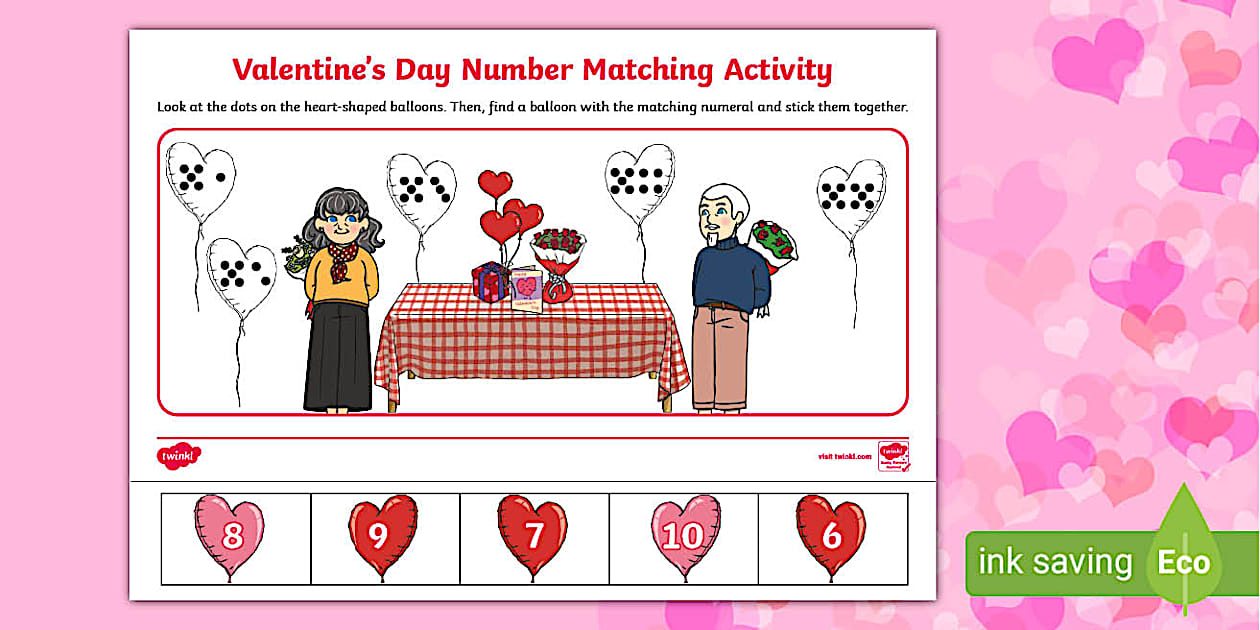 👉 Valentine's Day 6-10 Number Matching Activity - Twinkl