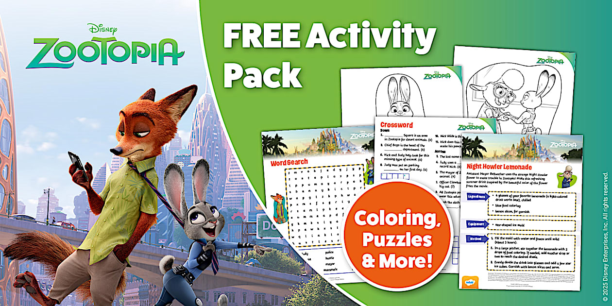 Zootopia: FREE Activity Pack for Kids