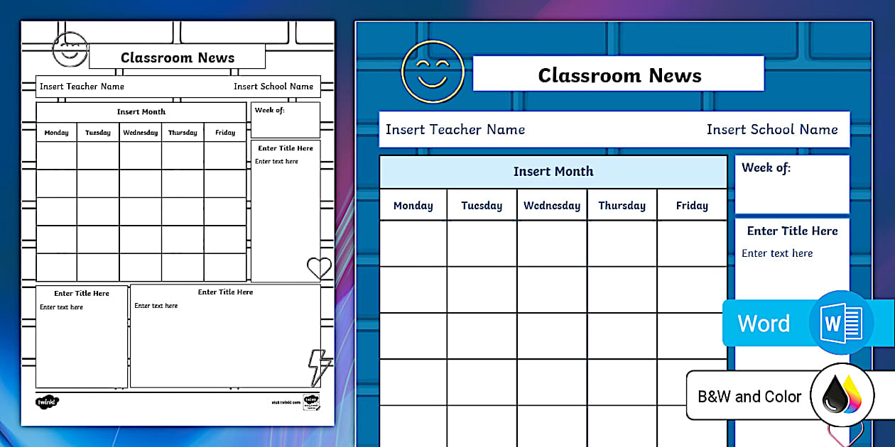 Back to School Neon Welcome Back! Editable Newsletter