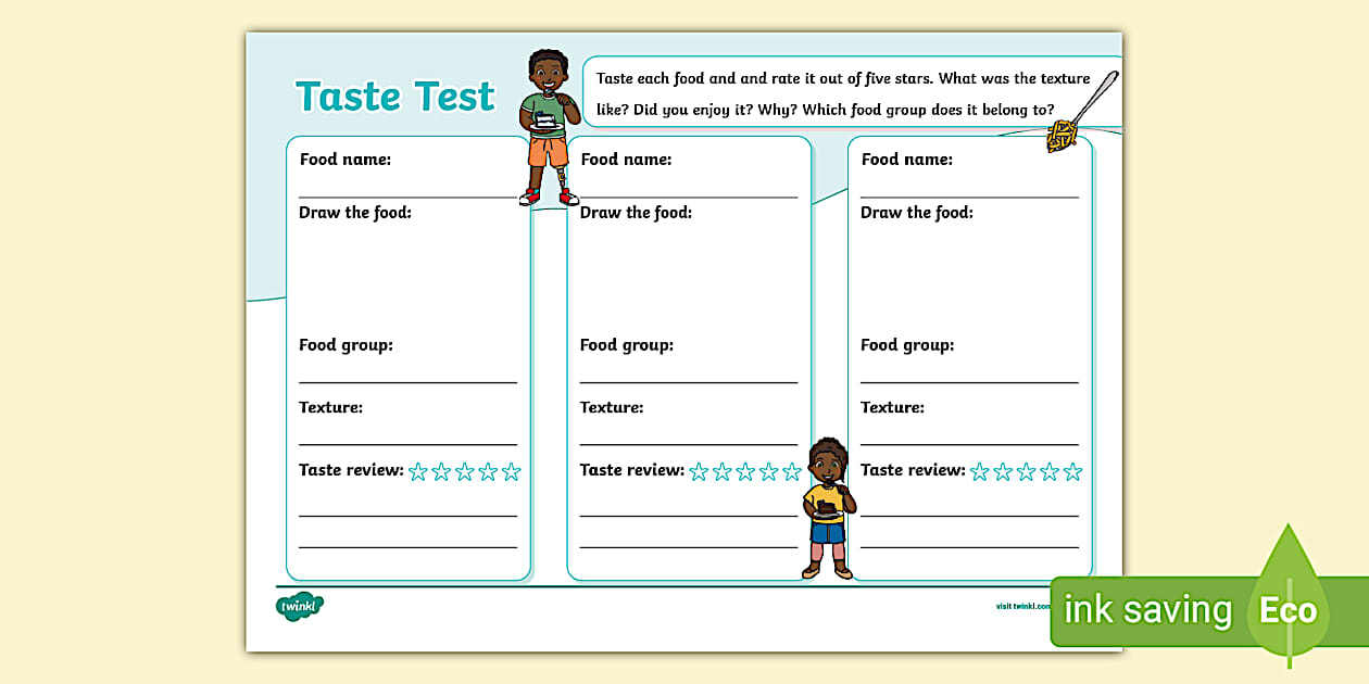 Taste Test Worksheet (teacher made) - Twinkl