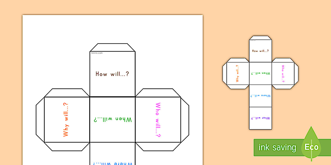 Prediction Prompt Questions Dice Activity Worksheet - Twinkl