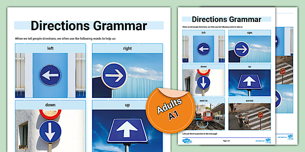 ESL Directions Grammar Worksheet [Adults, A1] (teacher made)