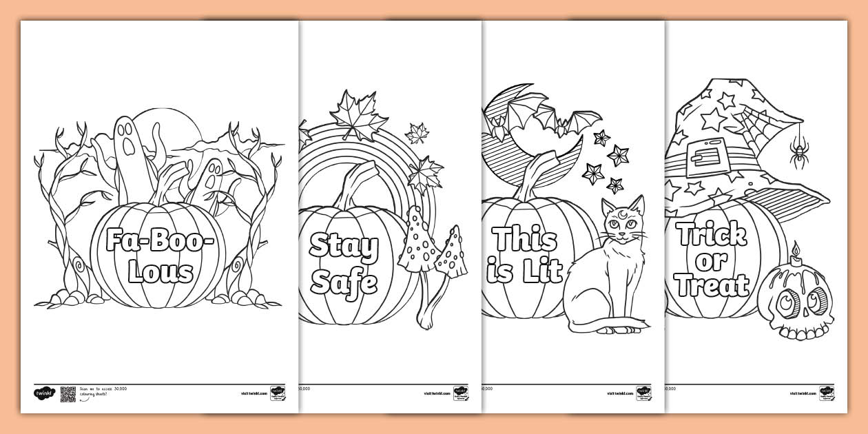 Pumpkin Trail Positivity Colouring Sheets