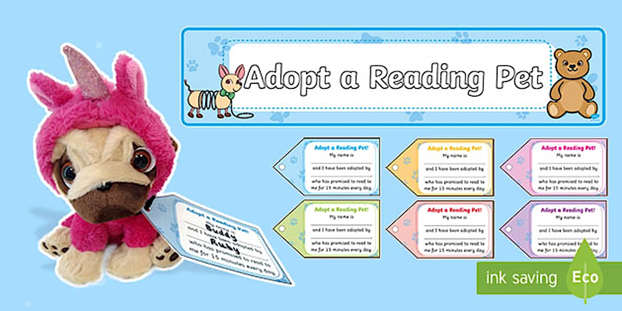 Editable Adopt a Reading Pet Tags (teacher made) - Twinkl