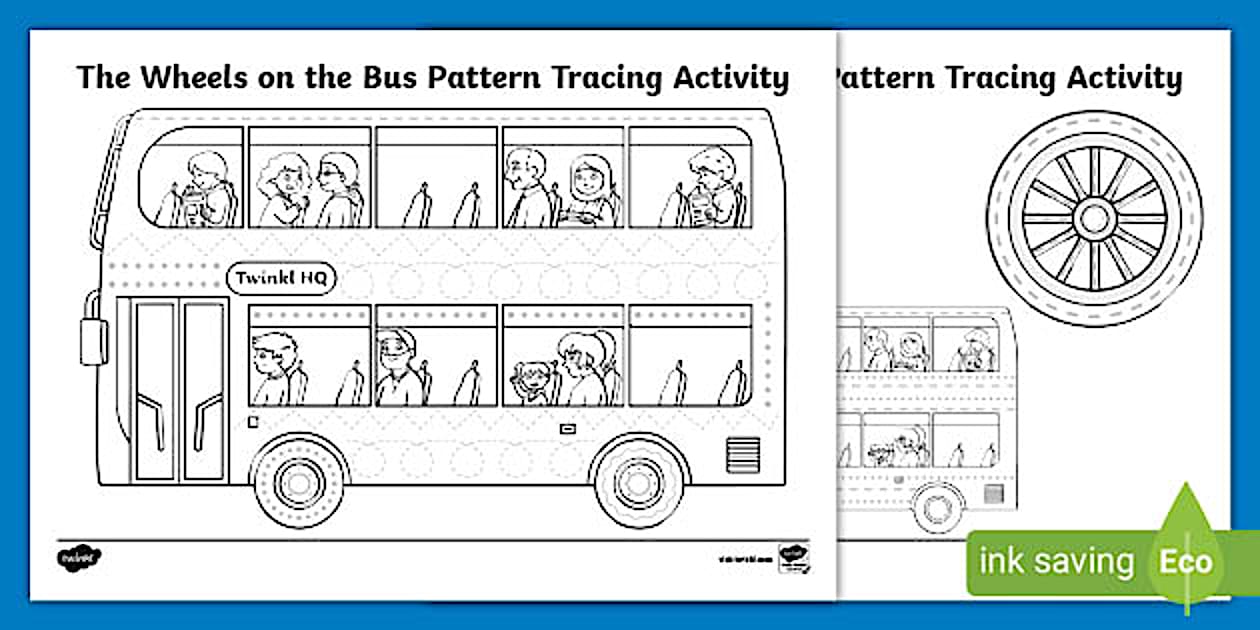 The Wheels on the Bus Pattern Tracing Activity - Twinkl