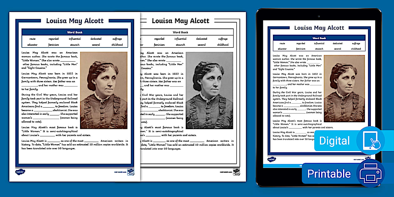 Louisa May Alcott Cloze Activity | Resource | Twinkl USA