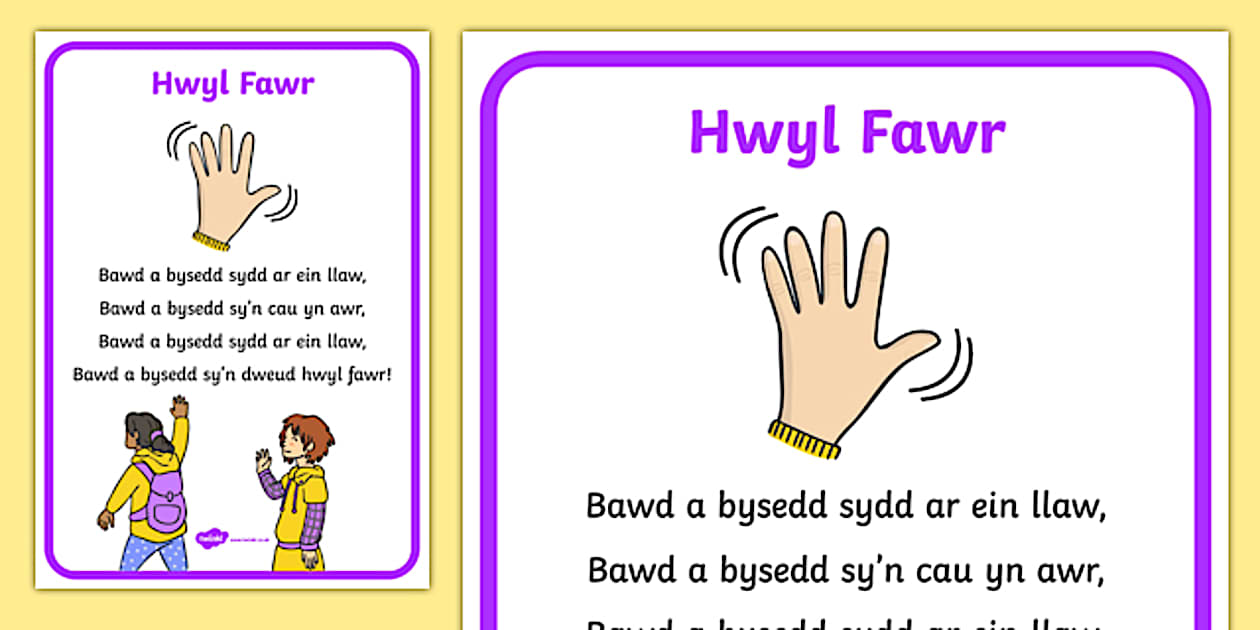 Editable Goodbye Song Lyrics Welsh / Cymraeg - Twinkl