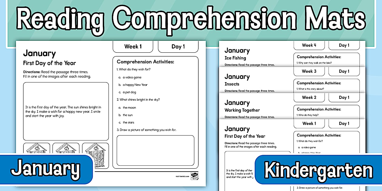 January Kindergarten Reading Comprehension Mats