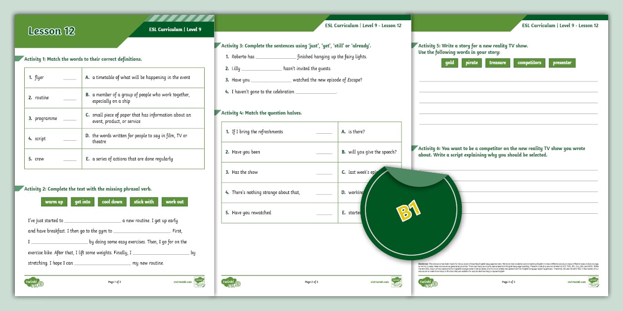 Twinkl ESL Curriculum Level 9 Lessons 7-11 Review - Twinkl Twinkl ESL Curriculum Level 9 Lessons 7-11 Review - Twinkl