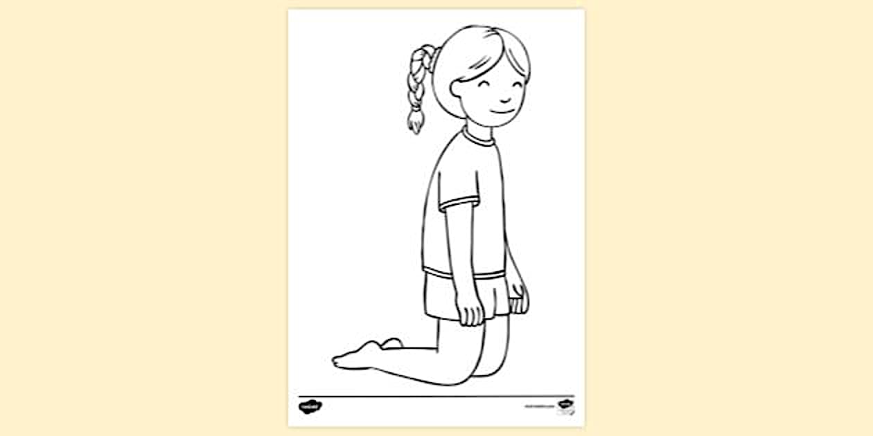 Child on Knees Colouring Sheet | Colouring Pages - Twinkl