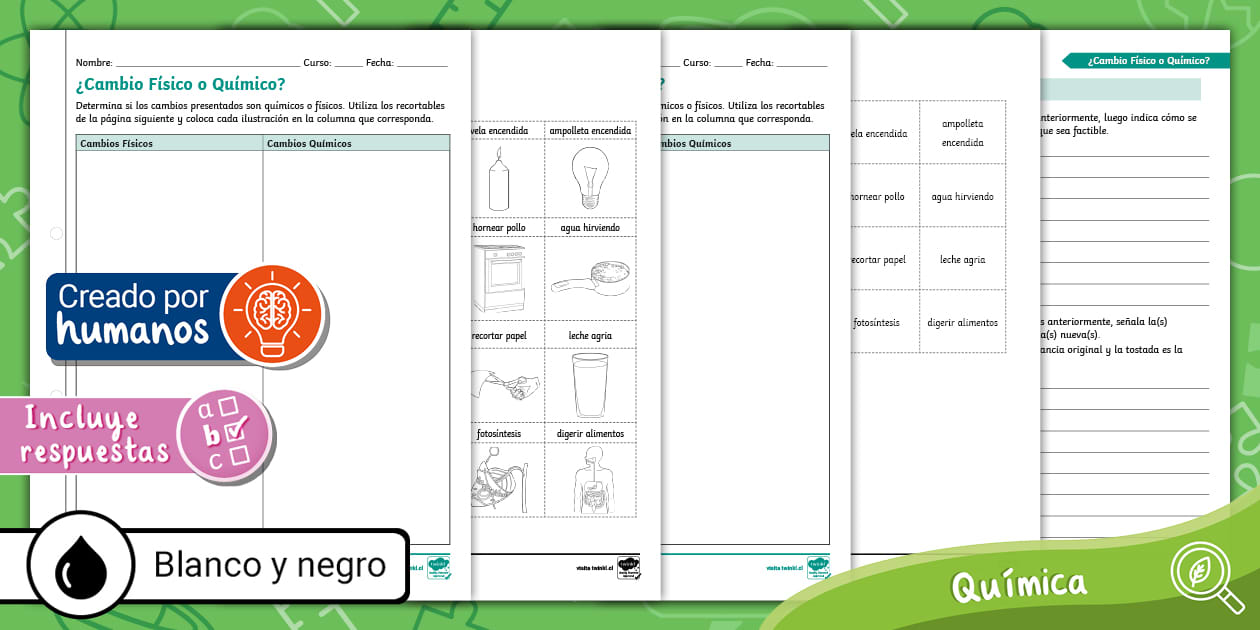 guía | química | cambio físico | cambio químico | 7º básico