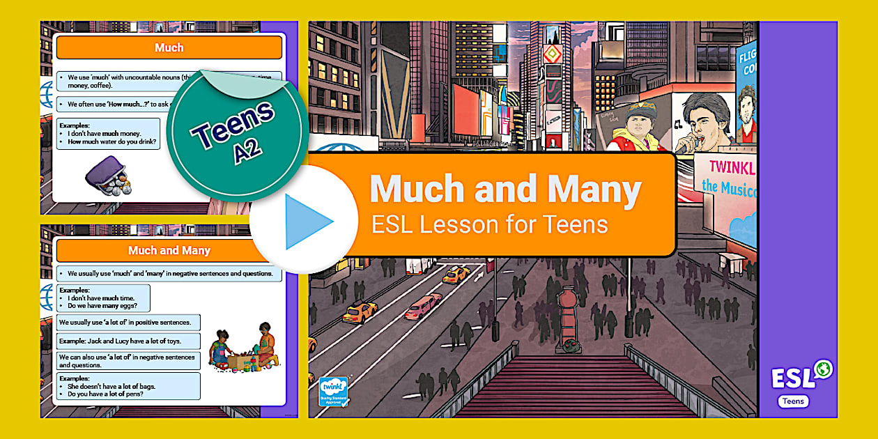 ESL Much and Many PPT Lesson for Teens (Lehrer gemacht)