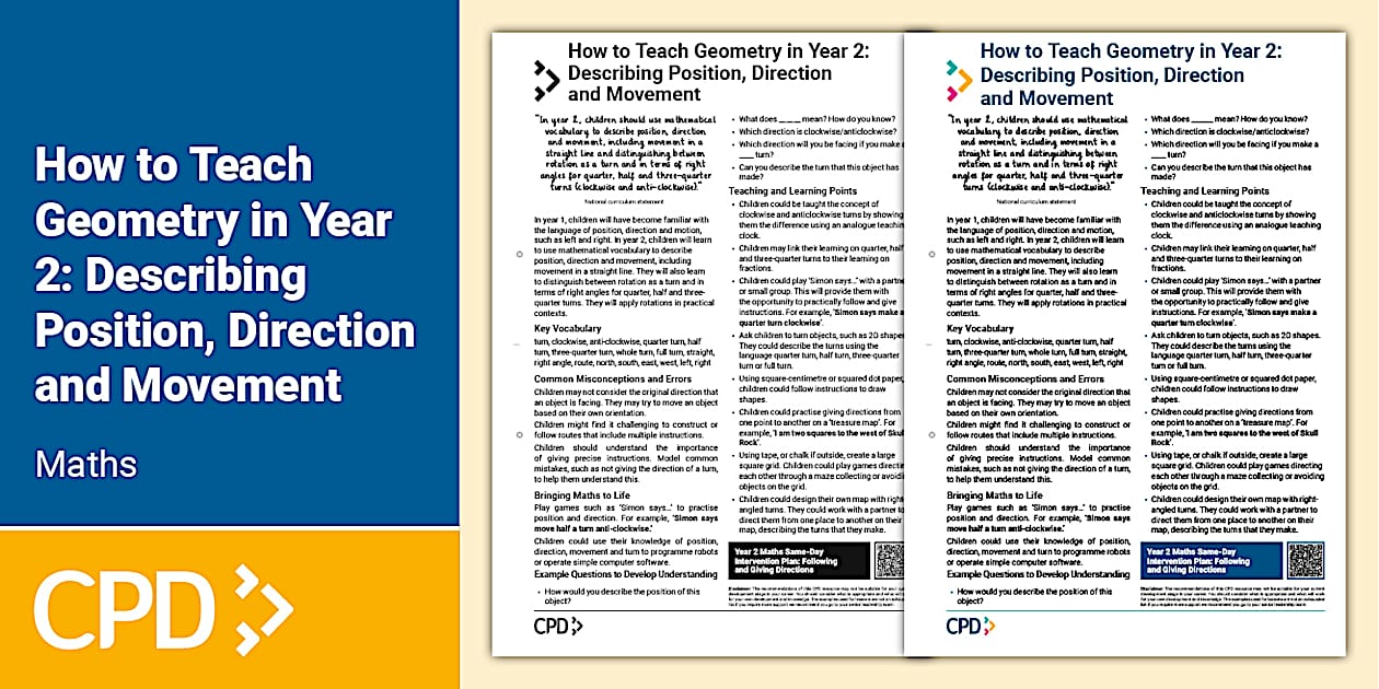 How to Teach Geometry in Year 2: Describing Position, Direction and ...