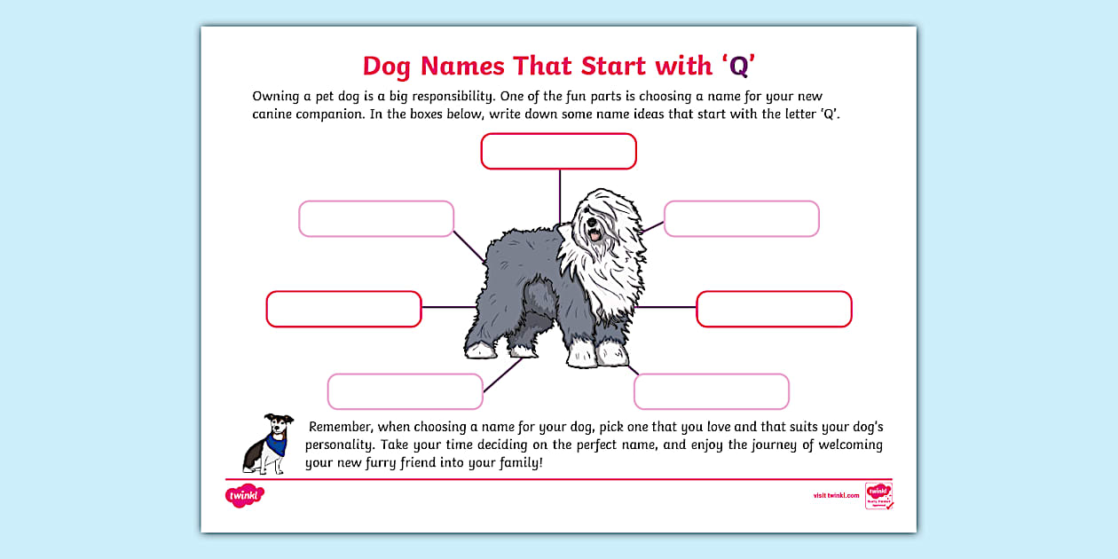 Dog Names That Start with 'Q' Activity (teacher made)