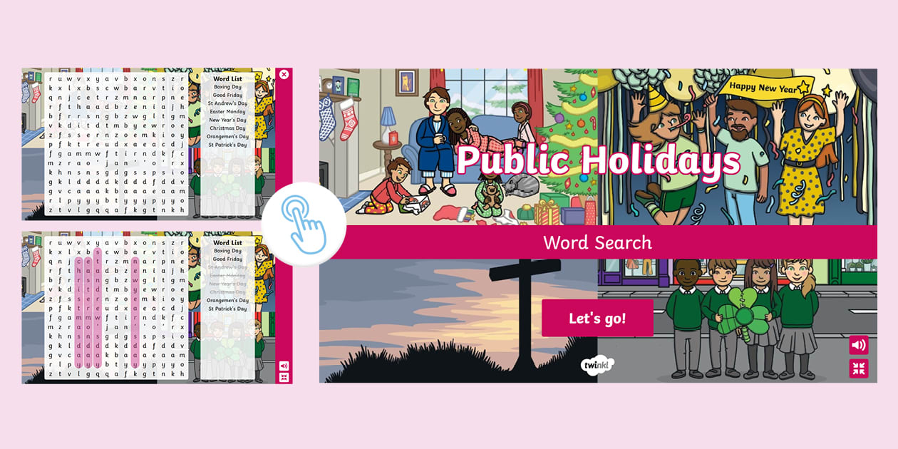 * NEW * Public Holidays Interactive Word Search - Twinkl