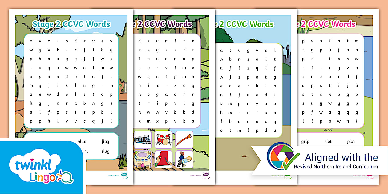 Linguistic Phonics Stage 2: CCVC Differentiated Wordsearches