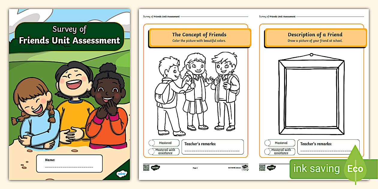 Survey of Friends Unit Assessment (teacher made) - Twinkl