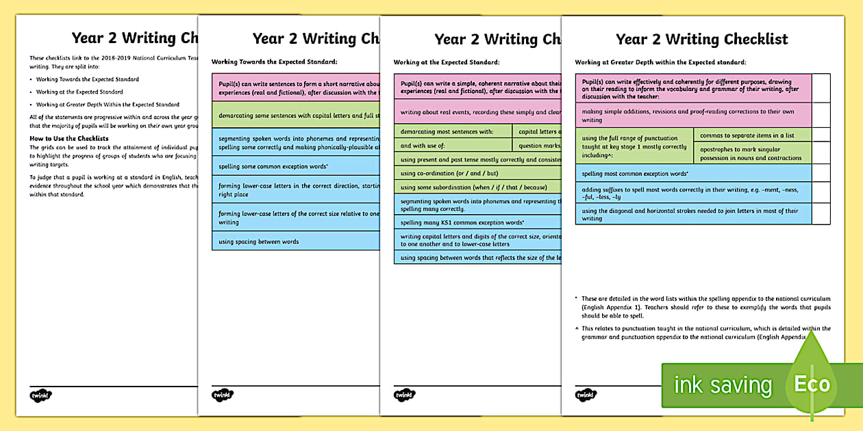 Year 2 Checklist | KS1 SATs Writing Papers - Writing Skills