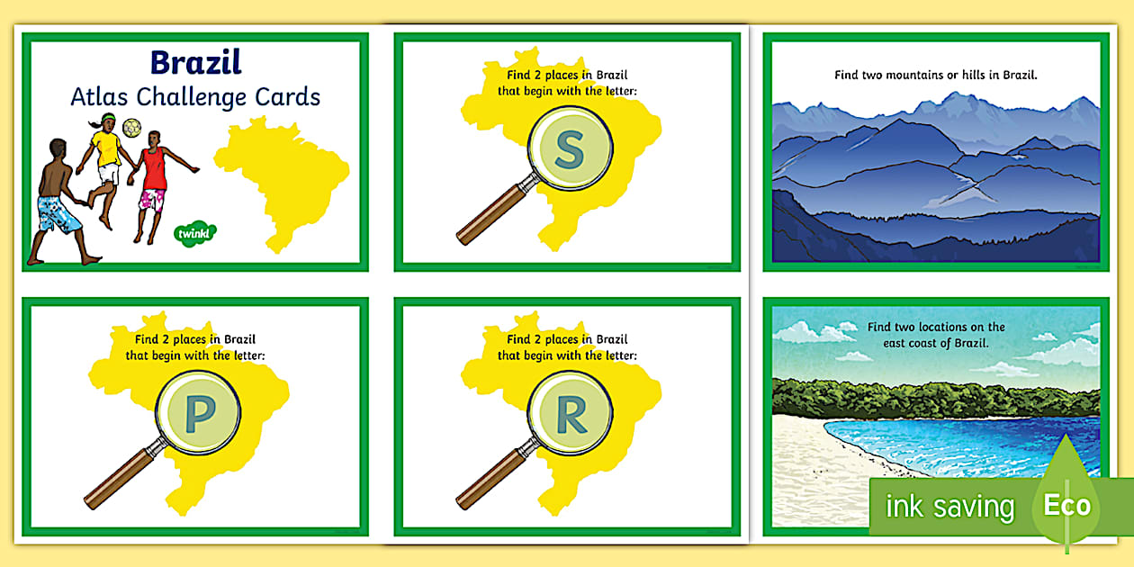 Editable Brazil Atlas Challenge Cards (teacher made)