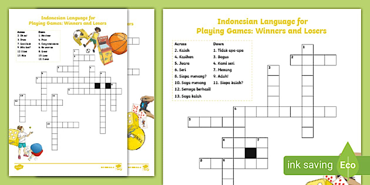 Winners and Losers: Playing Games Crossword Indonesian