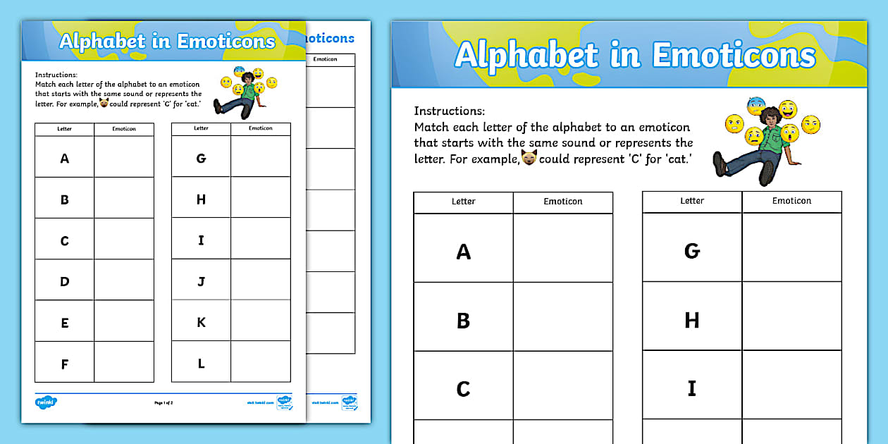 Alphabet in Emoticons Activity (professor feito) - Twinkl