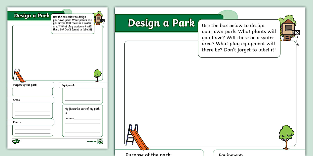 Design a Park Worksheet (teacher made) - Twinkl