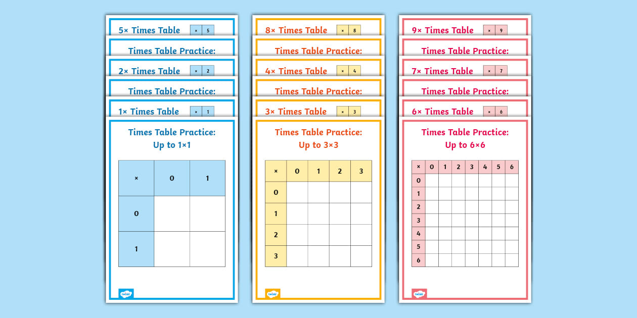 👉 Times Tables Practice Grids (teacher made) - Twinkl