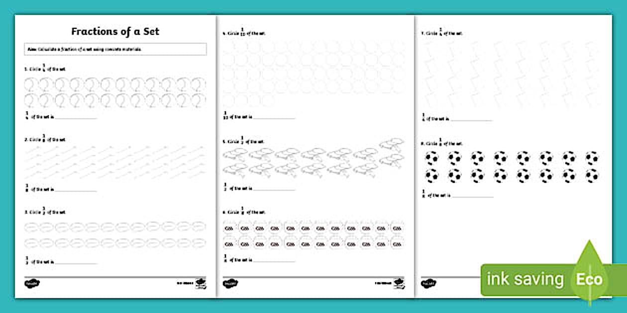 Find a Fraction of a Set Worksheet (teacher made) - Twinkl