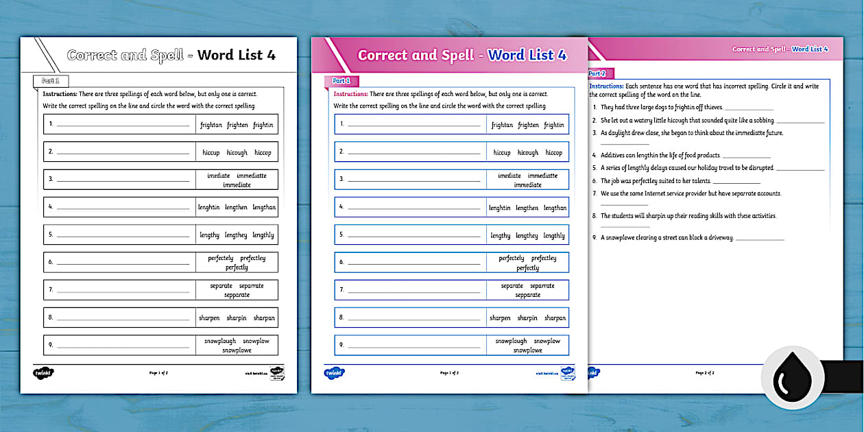 Grade 6 Spelling Word List Worksheet 4 (teacher made)