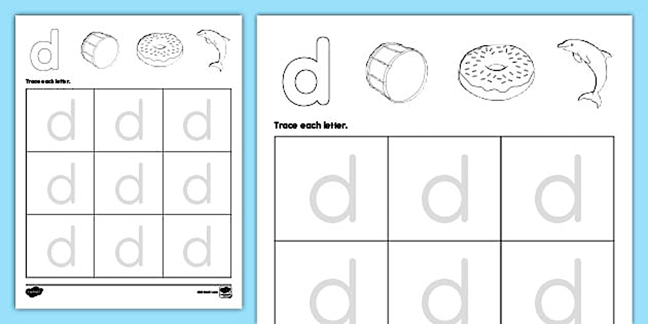 Lowercase Letter d Tracing Worksheet (teacher made) - Twinkl