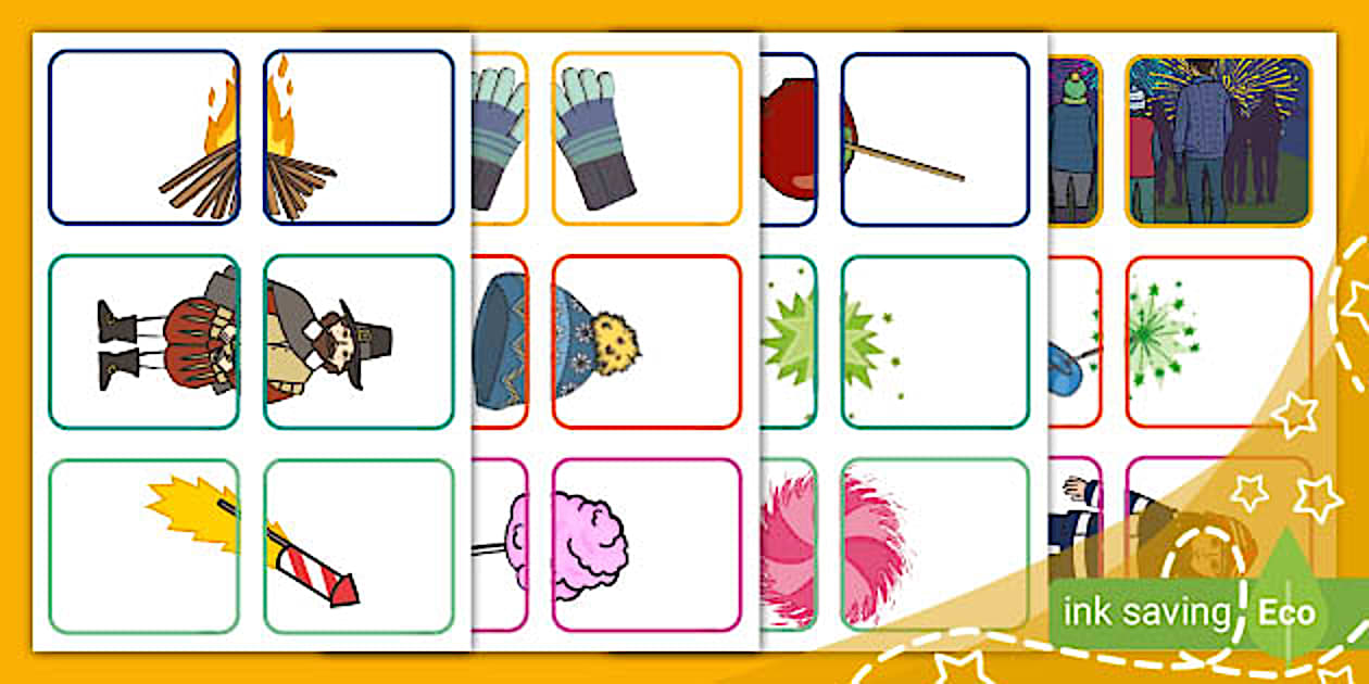 Bonfire Night Matching Puzzle Game (teacher made) - Twinkl