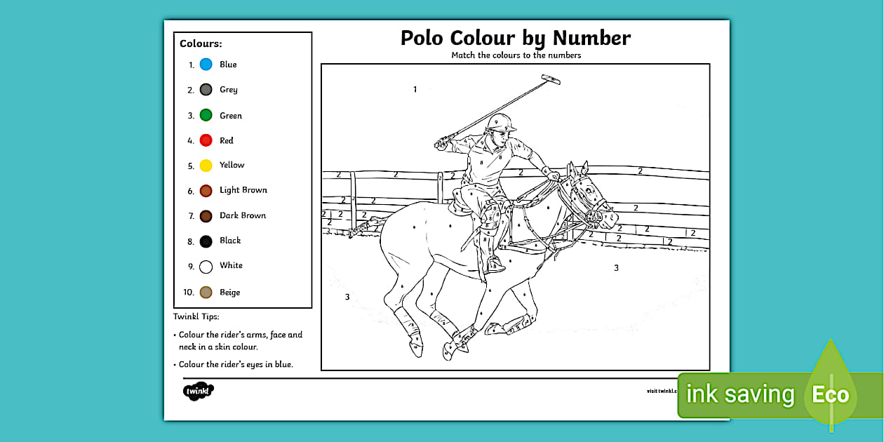 Polo Colour by Number (teacher made) - Twinkl