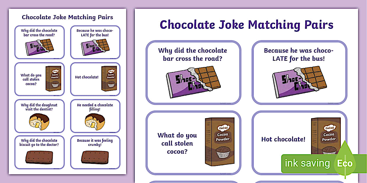 Chocolate Joke Matching Pairs (teacher made) - Twinkl