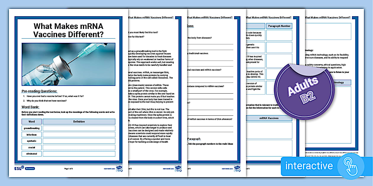 ESL What Makes mRNA Vaccines Different? [Adults, B2]
