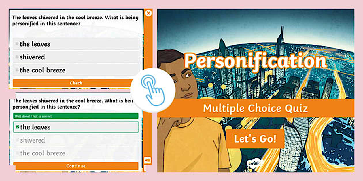Personification Quiz (teacher made) - Twinkl
