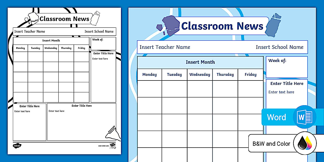 Editable Blue Monochrome Terrazzo Theme Newsletter - Twinkl