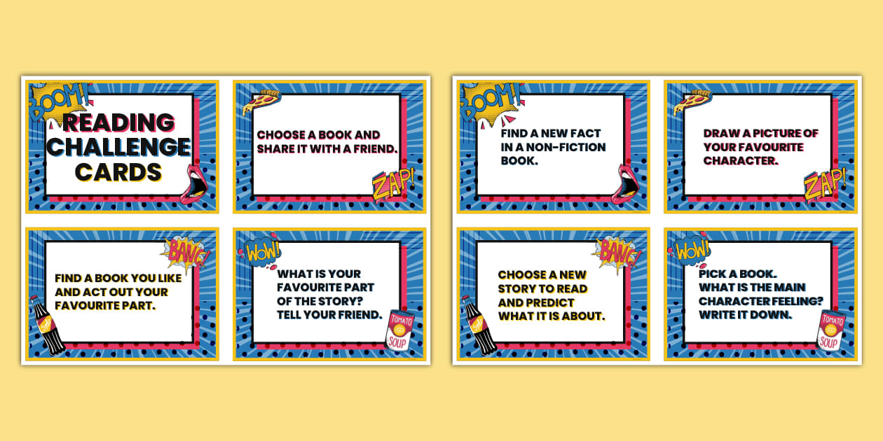 Pop Art Themed Reading Challenge Cards - Twinkl