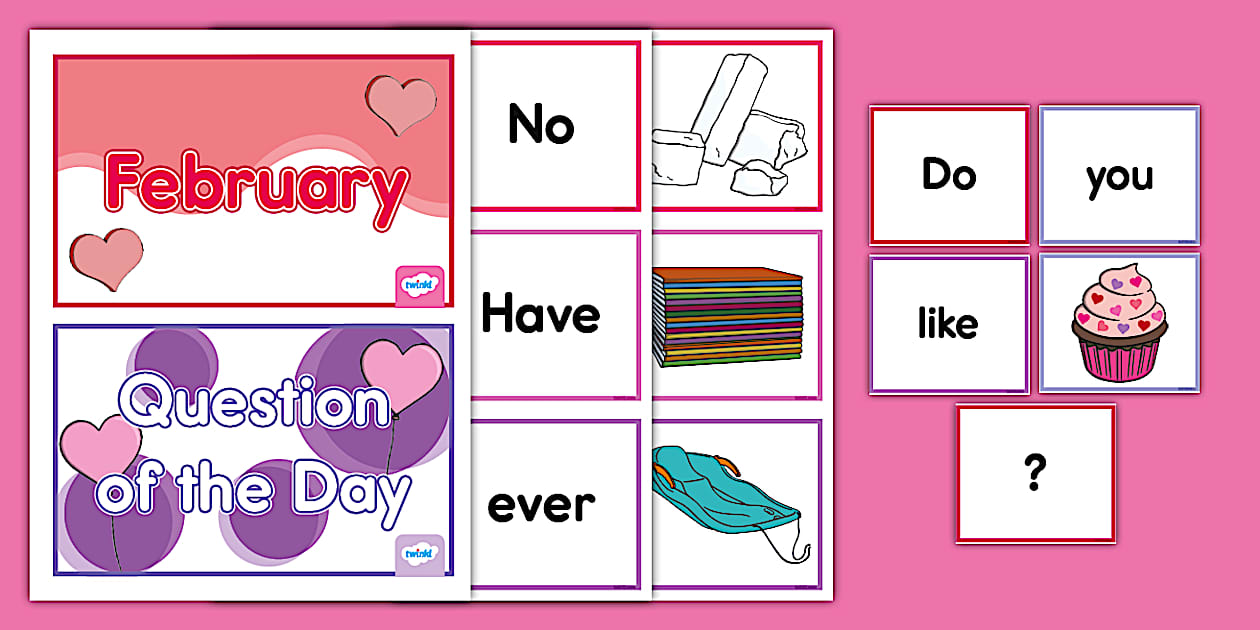 Prekindergarten February Question of the Day Cards - Twinkl