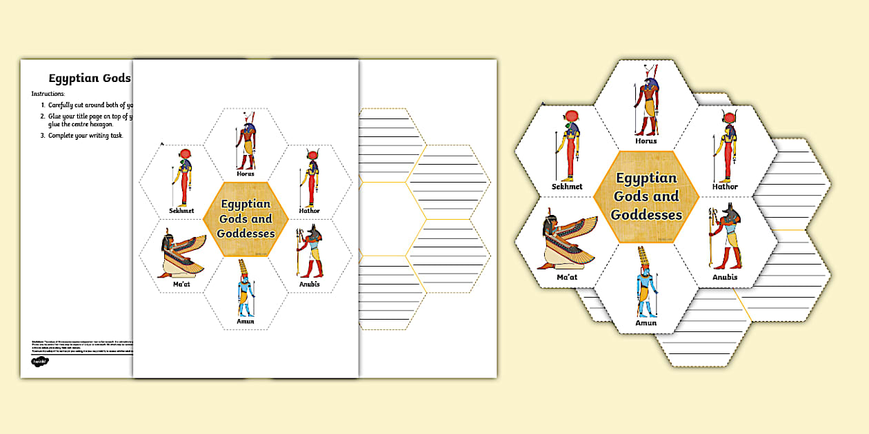 Egyptian Gods and Goddesses Hexagon Writing Template