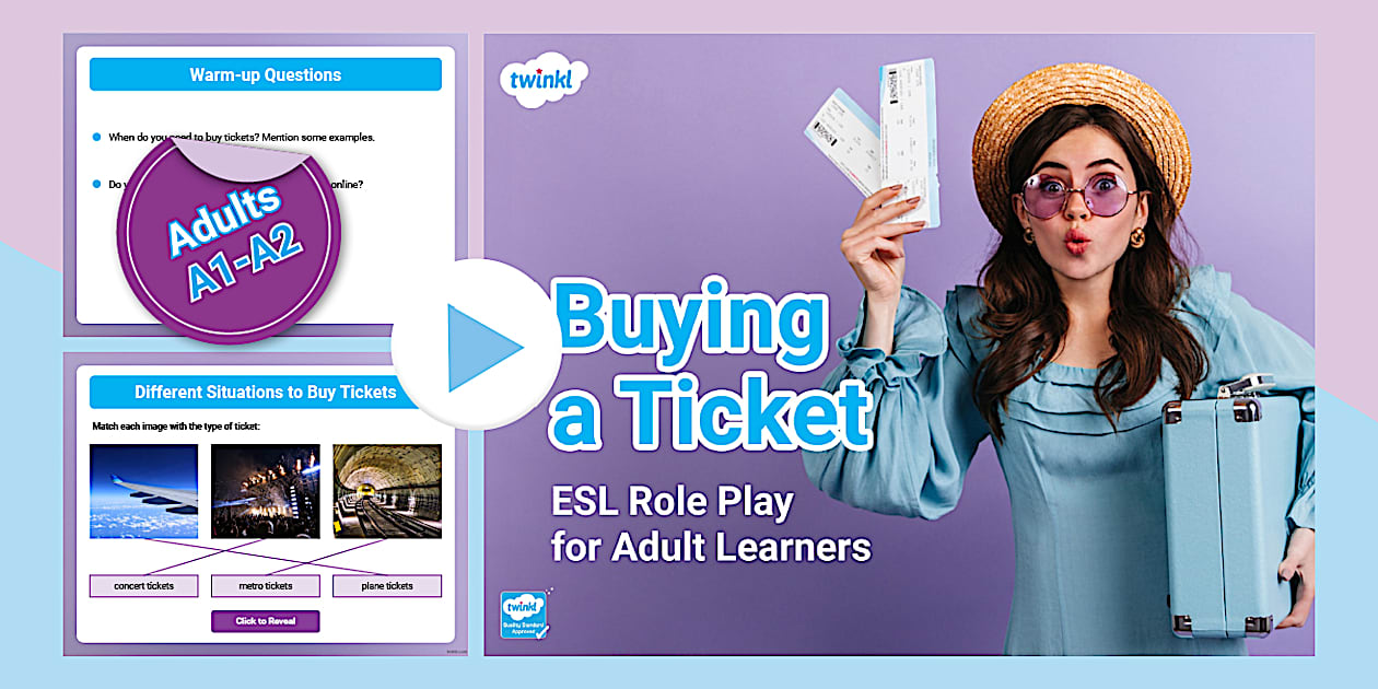 ESL Buying a Ticket Role Play [Adults, A1-A2] (teacher made)