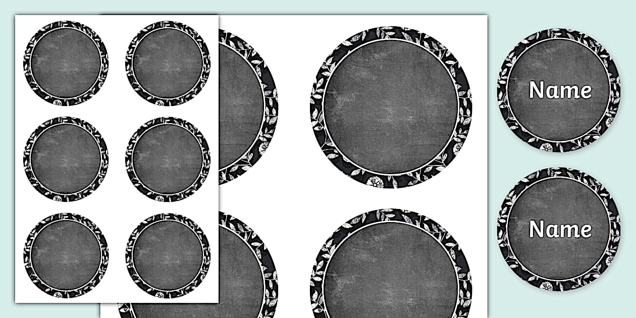 Chalkboard Themed Editable Circle Name Labels (teacher made)