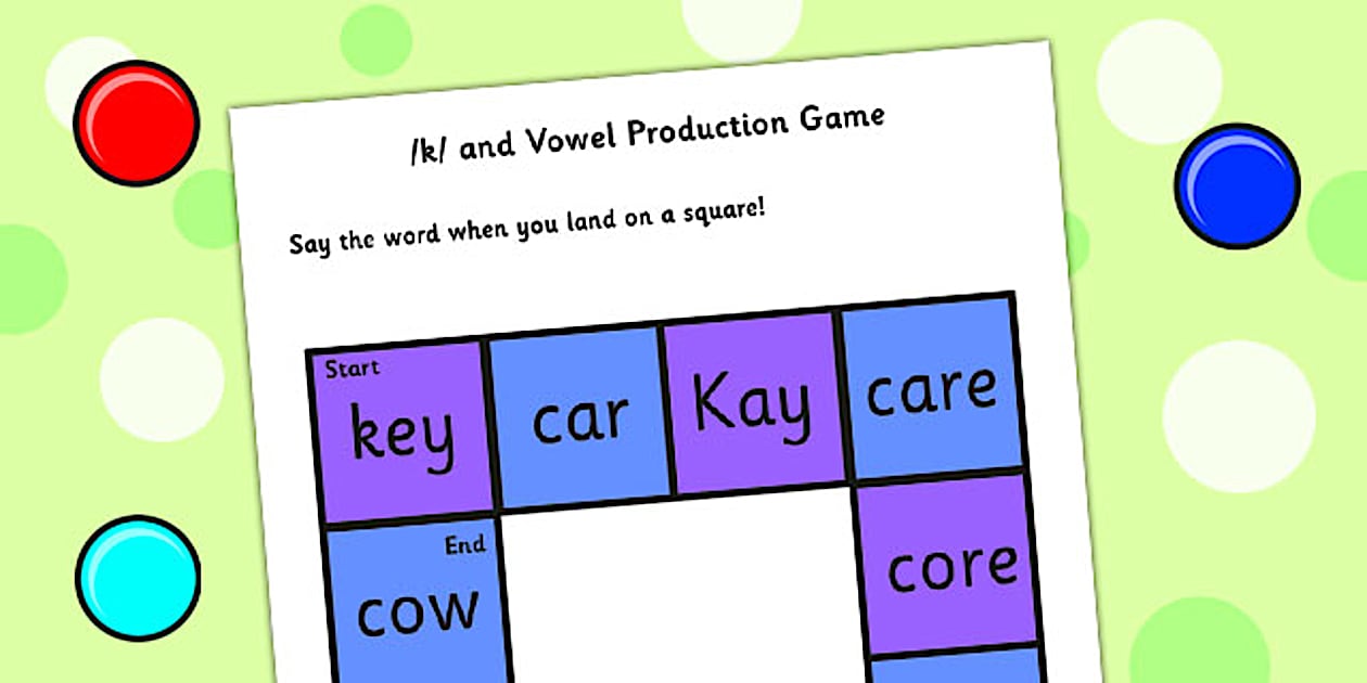 k and Vowel Production Game - ESL K and Vowel Pronunciation Game