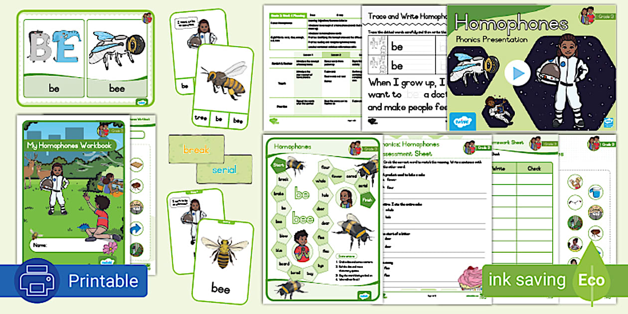 Grade 3 Phonics Pack Homophones (teacher made) - Twinkl