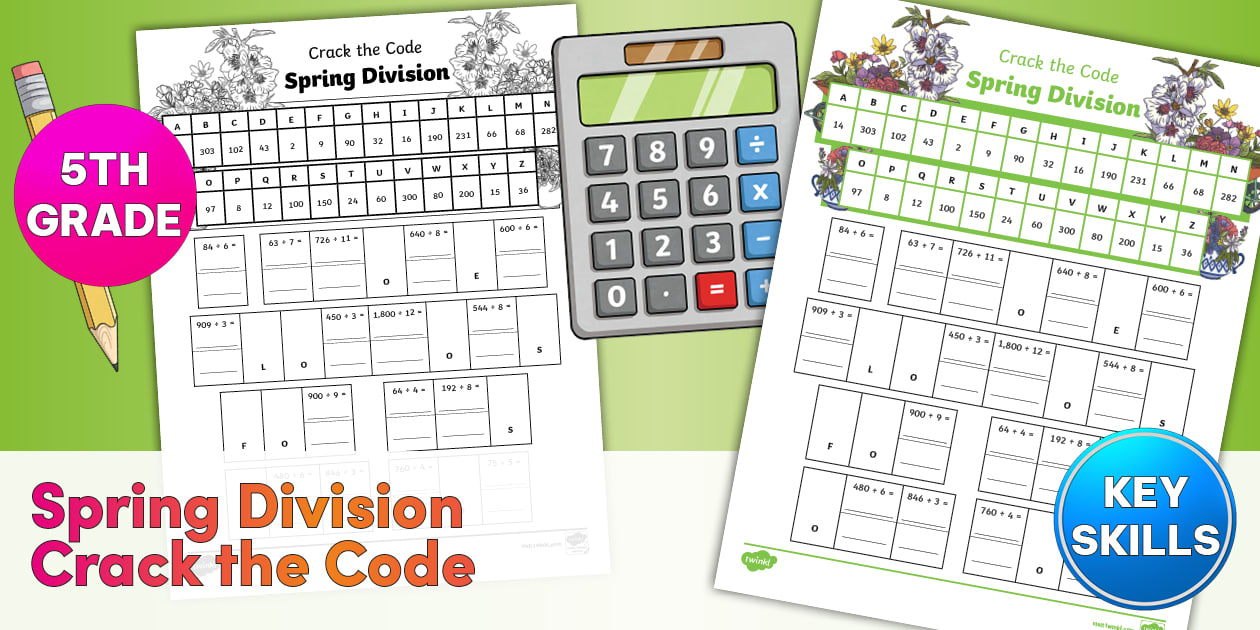 Fifth Grade Crack the Code Spring Division Worksheet