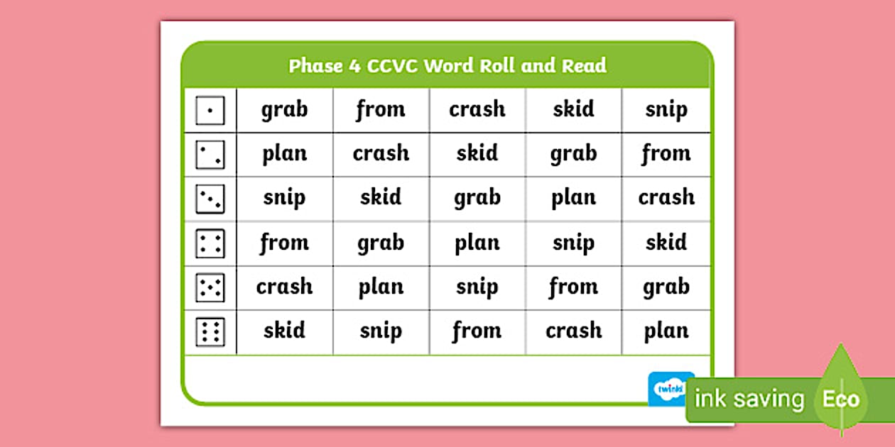 Phase 4 CCVC Roll and Read Mat 2 | Twinkl (teacher made)
