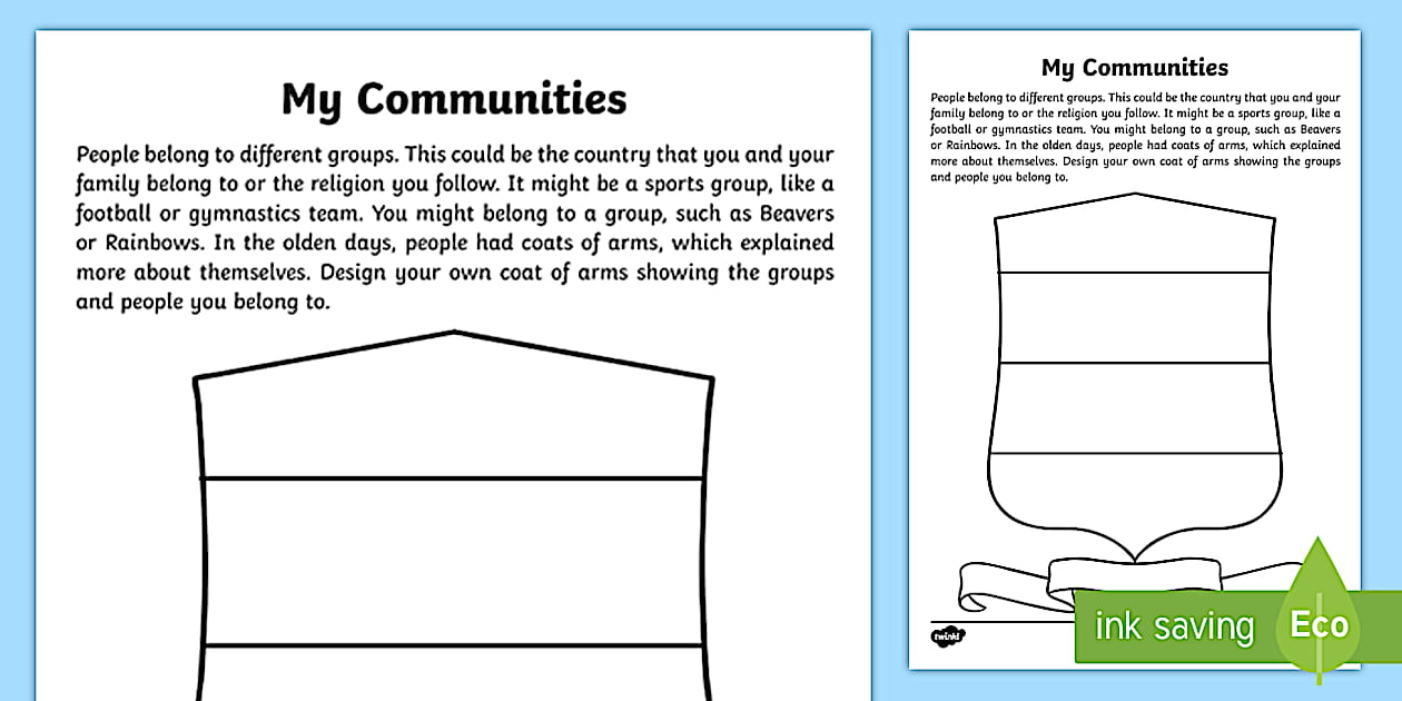 Cursive KS1 My Communities Worksheet (professor feito)