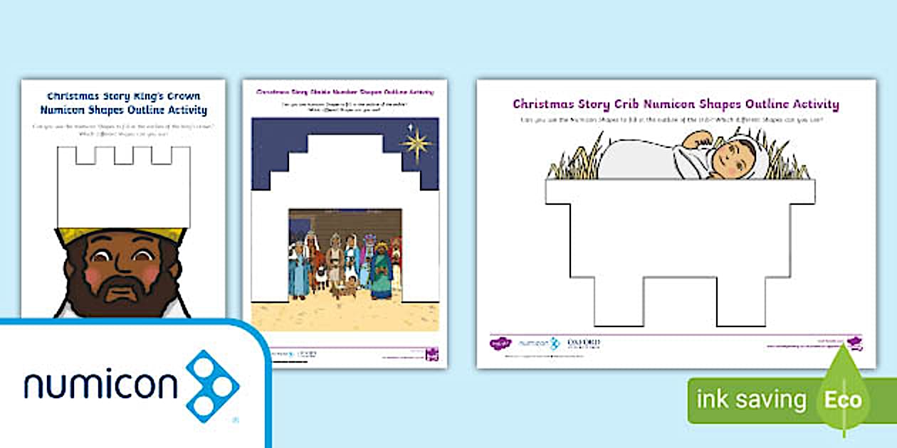 👉 Christmas Story Numicon Shape Outline Activities Resource
