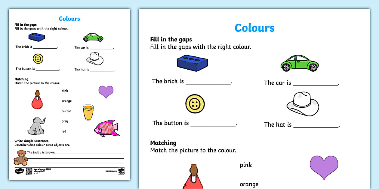 Colours ESL Worksheet PDF | ESL Resources - Twinkl